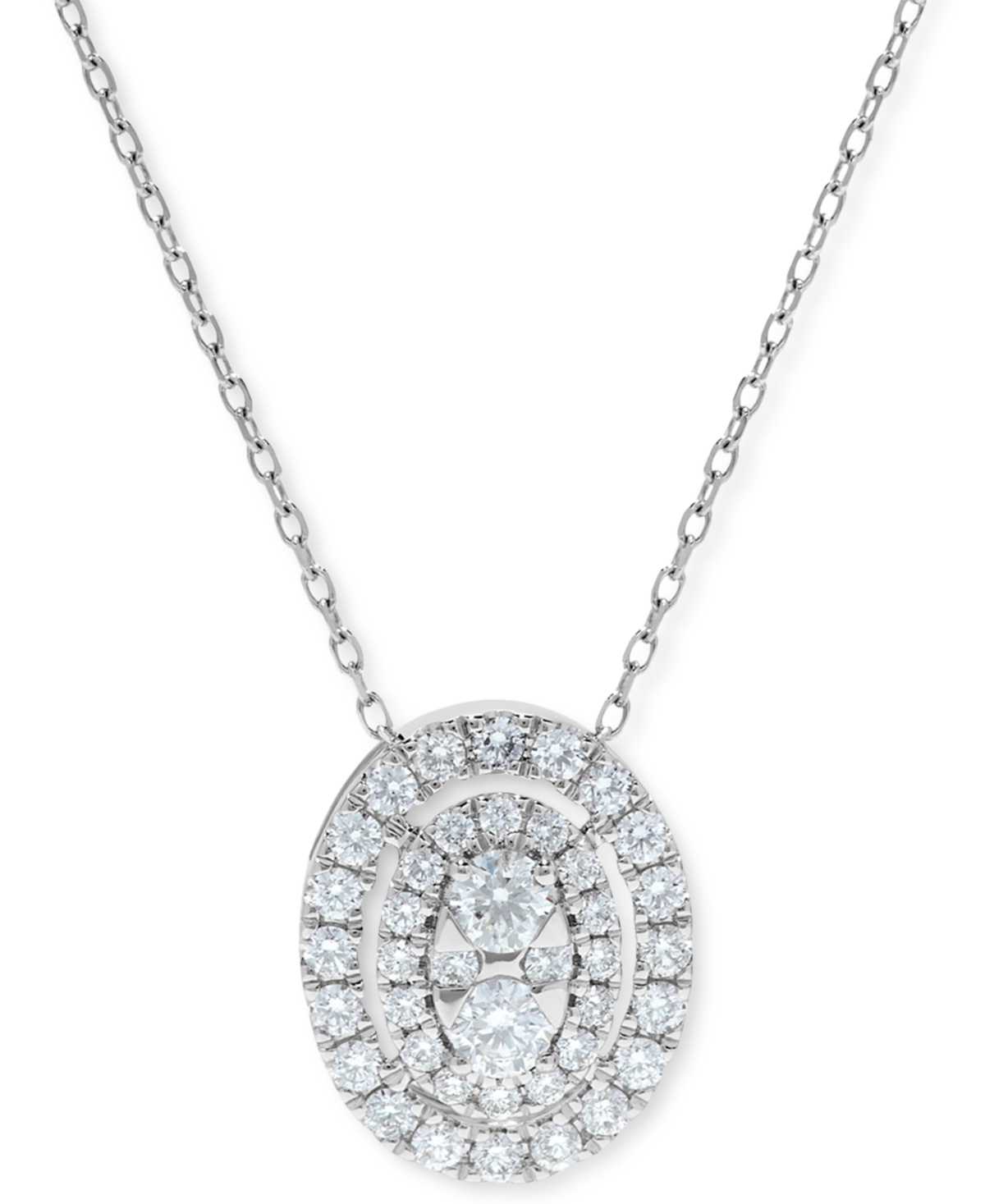 Click here for Diamond Oval Halo Cluster Pendant Necklace (5/8 ct... prices