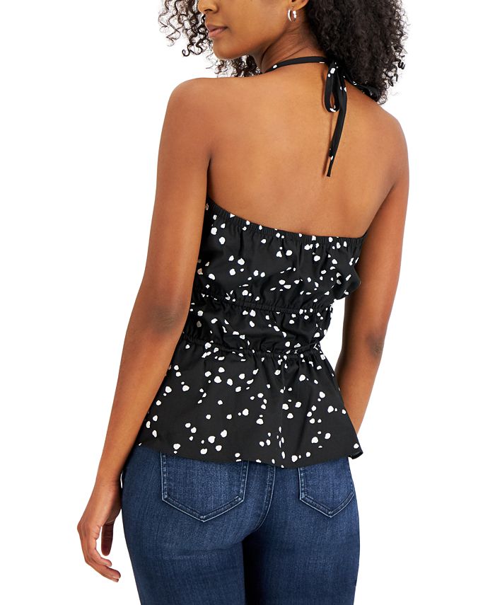 INC International Concepts Cotton Drawstring Halter Top, Created for ...