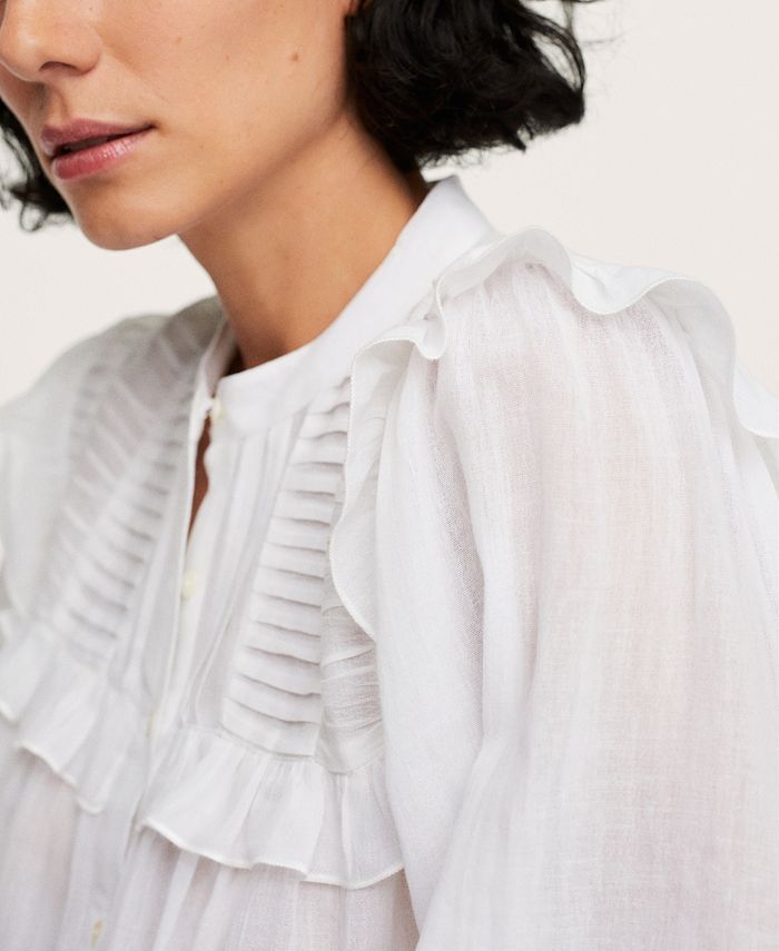 MANGO Women's Ruffled Cotton Blouse - Macy's