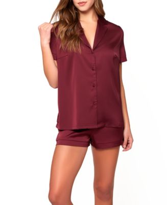 Women's Forrest Stretch Satin Camp Shirt and Short Set - Macy's