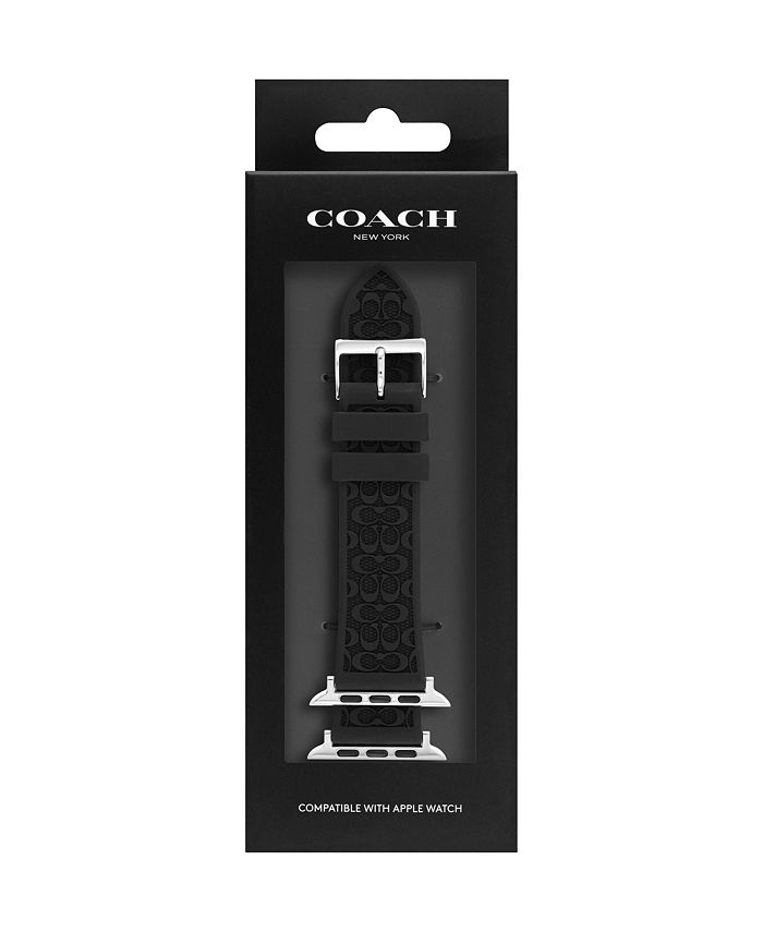 COACH Black Silicone Strap 42/44/45mm Apple Watch Band - Macy's