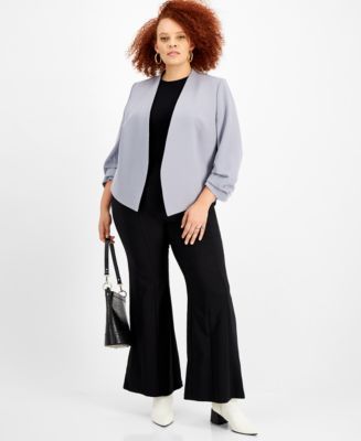 Bar III Plus Size Scrunched-Sleeve Open-Front Jacket, Created for Macy ...