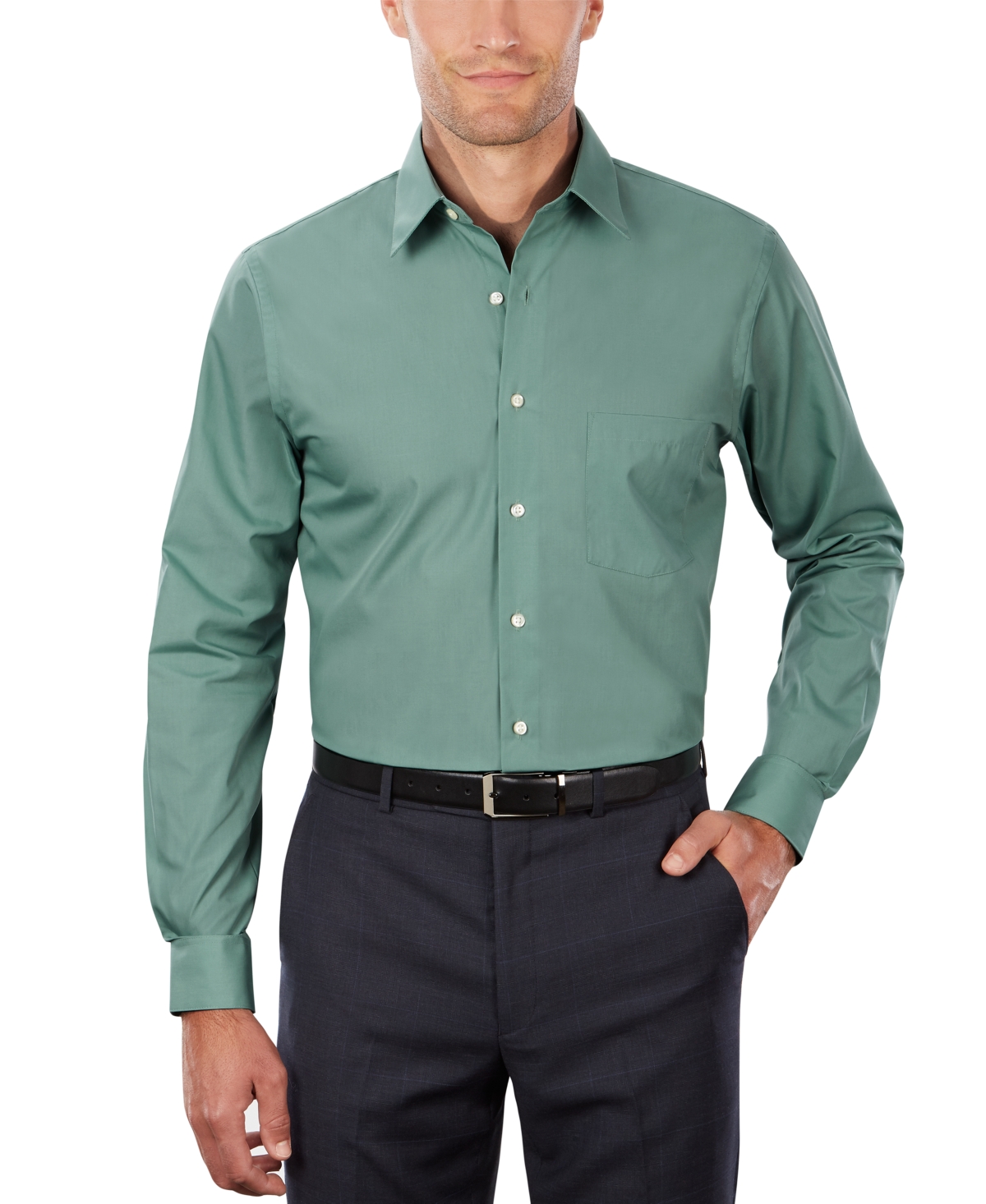 Van Heusen Mens Regular Fit Point Collar Poplin Dress Shirt - Ocean Mist