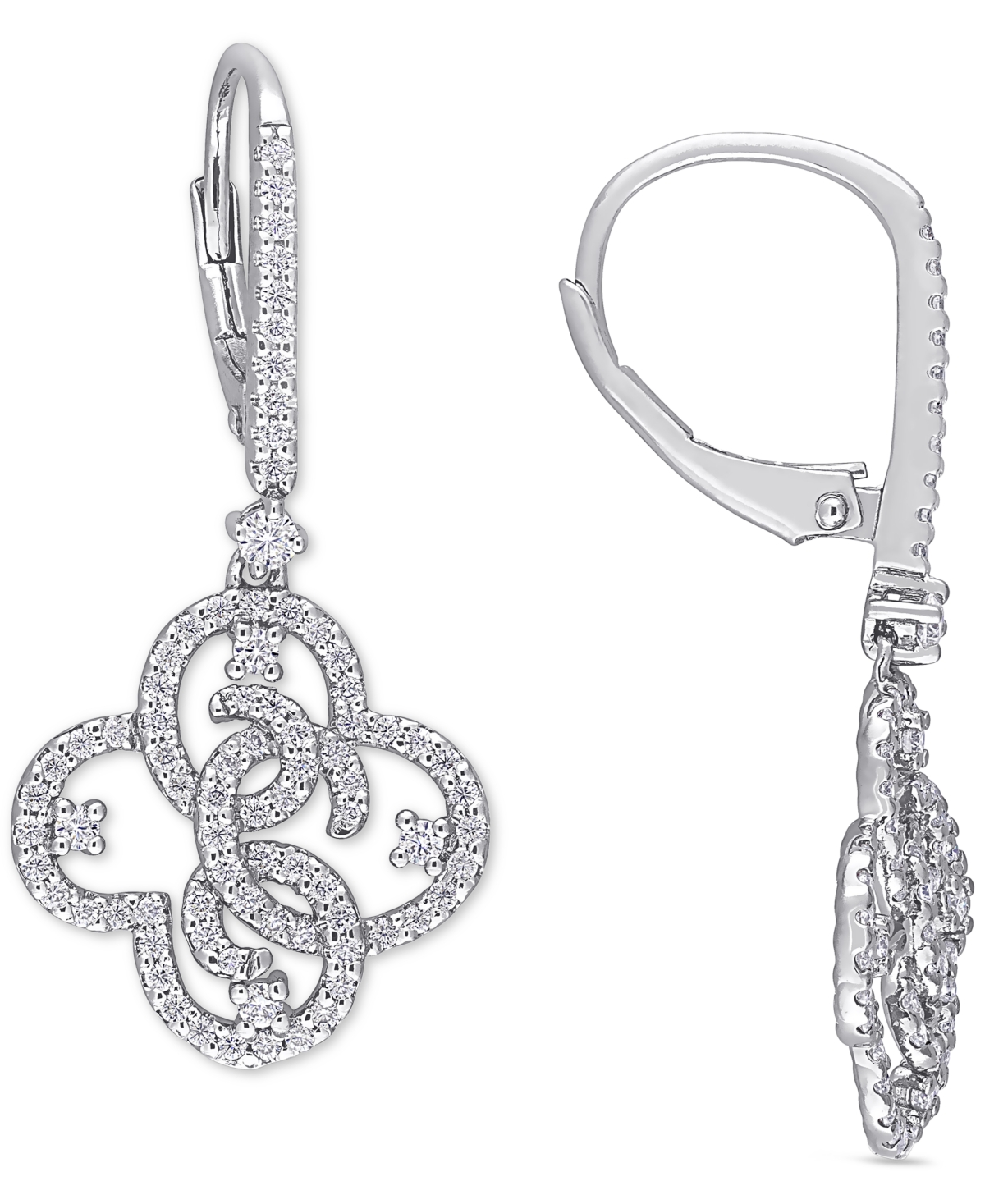 Click here for Lab-Created Moissanite Quatrefoil Leverback Drop E... prices
