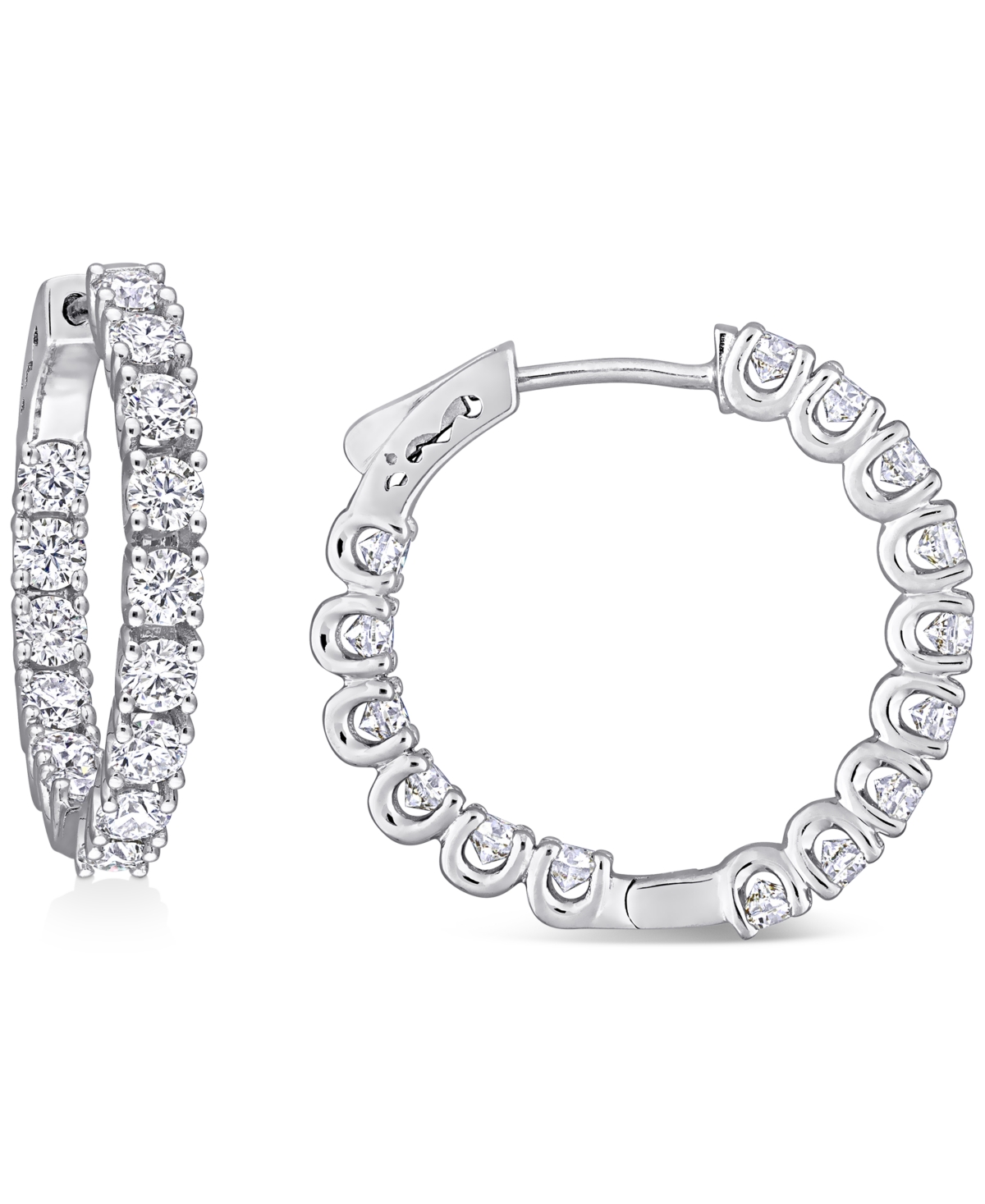 Click here for Lab-Grown Moissanite In & Out Small Hoop Earrings... prices