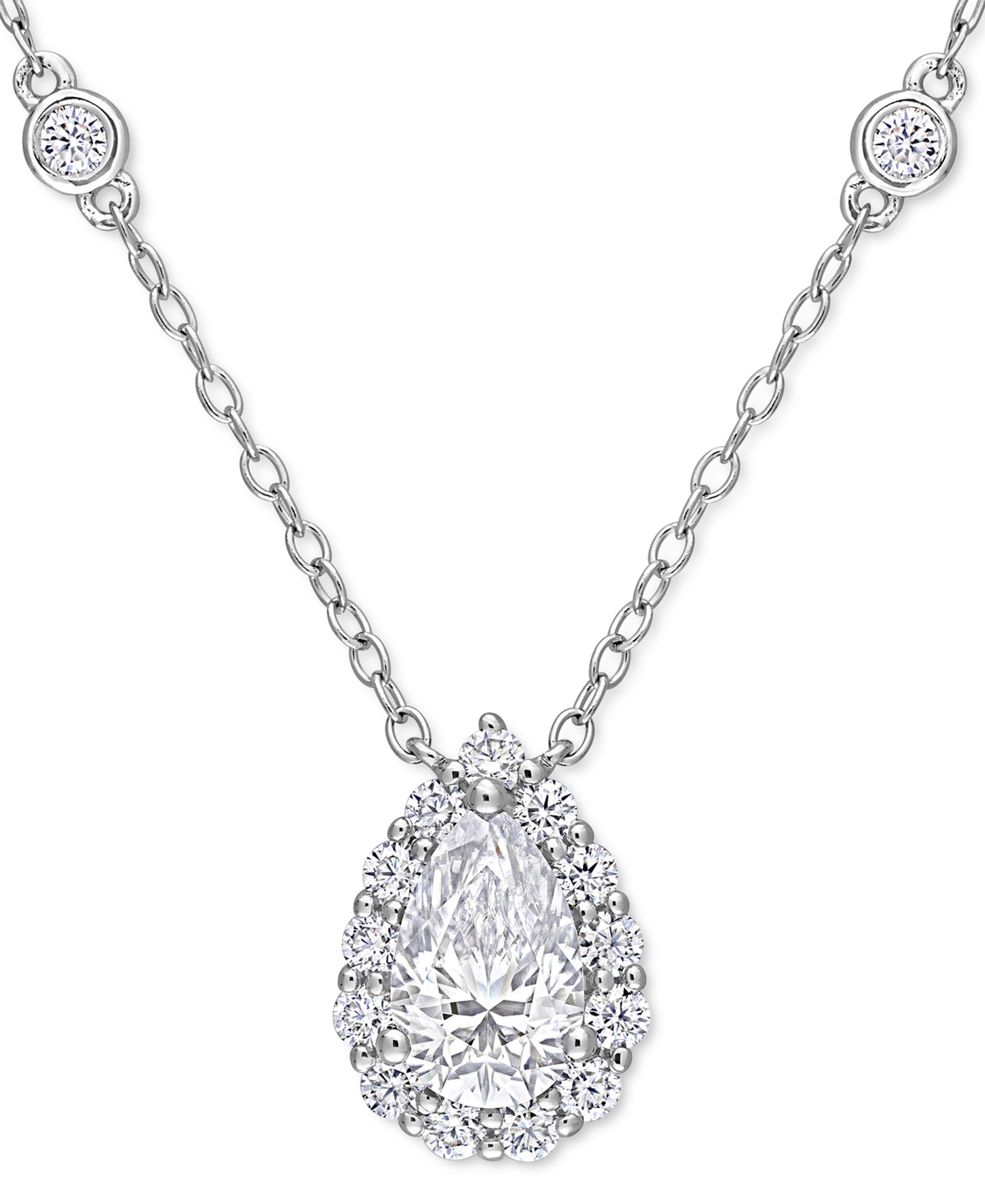 Click here for Lab-Grown Moissanite Teardrop Halo 18 Pendant Neck... prices