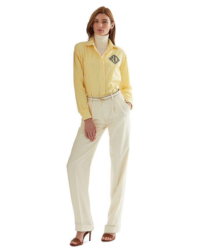 Lauren Ralph Lauren Striped Logo Cotton Broadcloth Shirt Macys