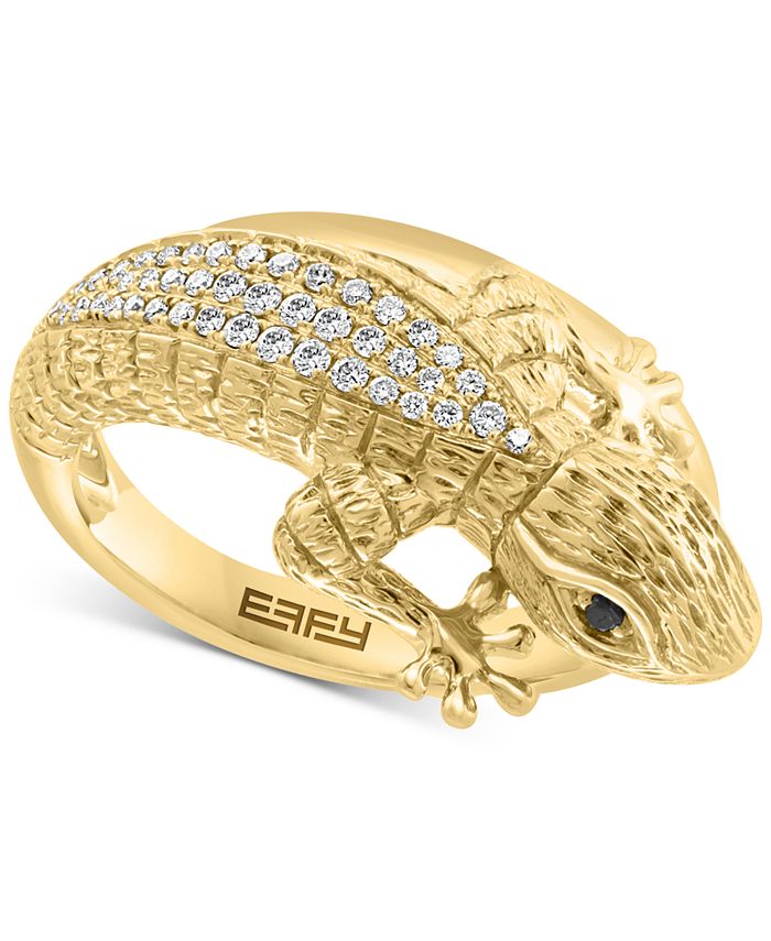 EFFY Collection EFFY® White & Black Diamond Lizard Ring (1/5 ct. t.w ...