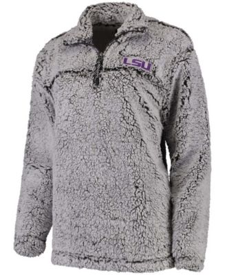 Women's Gray LSU Tigers Sherpa Super Soft Quarter-Zip Pullover Jacket ...