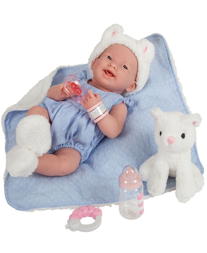 JC TOYS La Newborn 15" Real Girl Baby Doll with Pet Cat Set, 10 Pieces ...