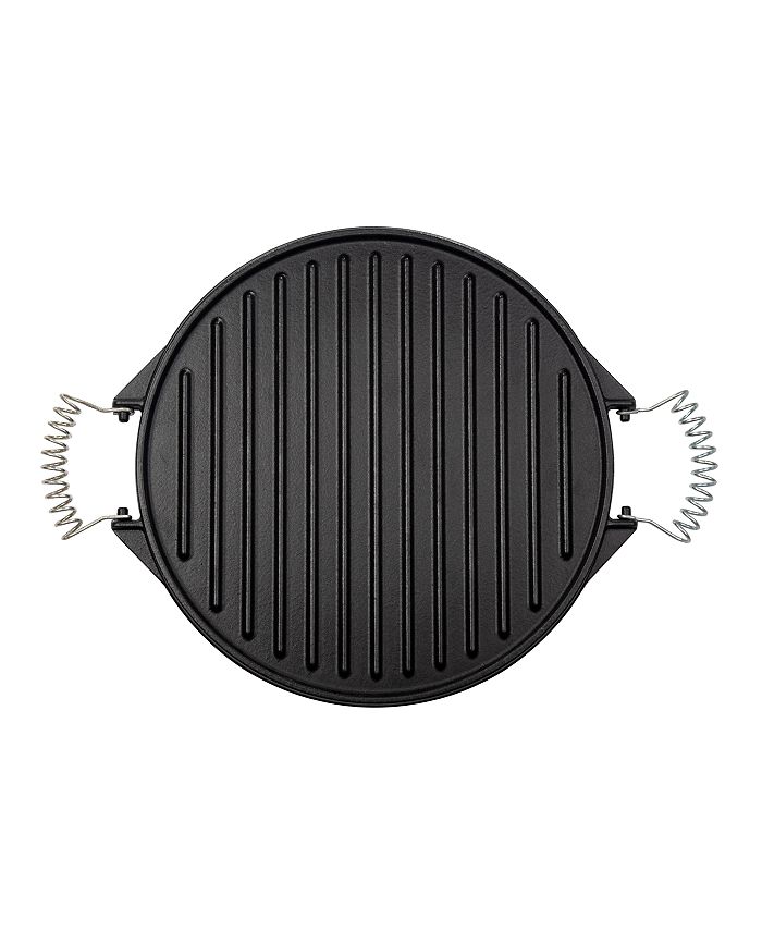 Victoria Round Cast Iron 12.5" Grill Double Burner Griddle with Wire ...