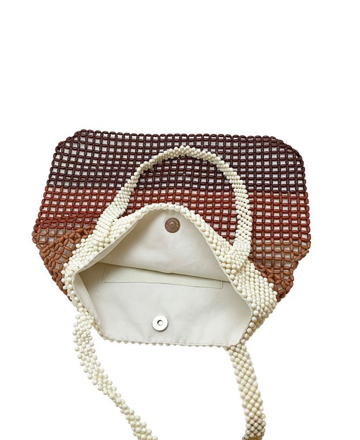 La Regale Summer Macrame Beaded Stipe Tote - Macy's