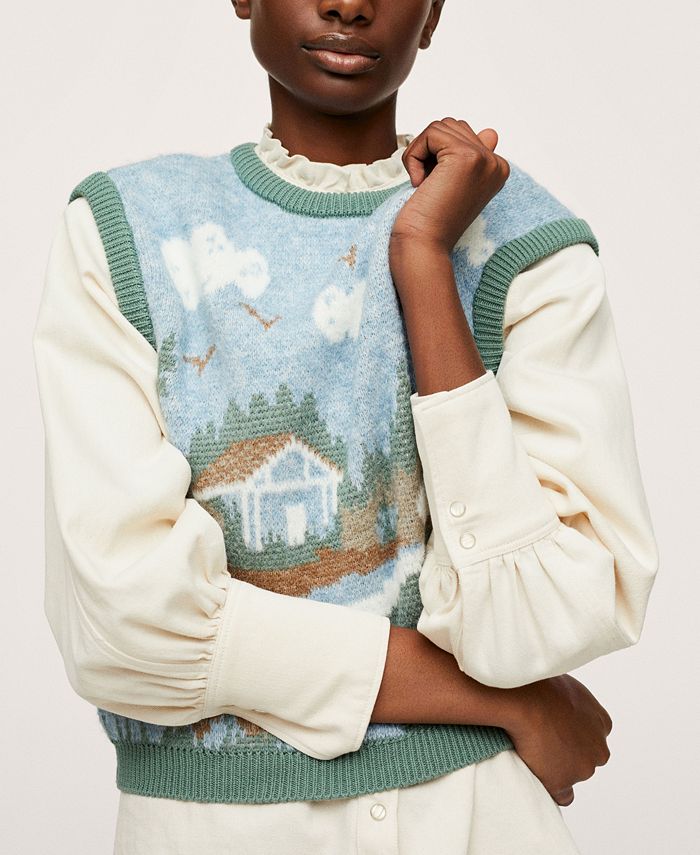 MANGO Women's Knitted Vest with Print - Macy's