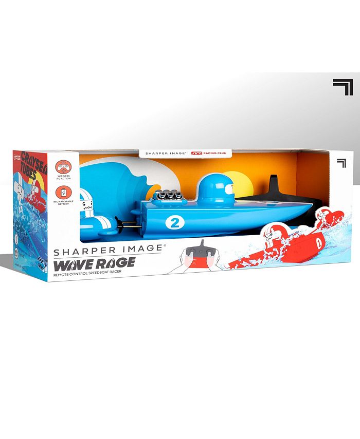 Sharper Image RC Wave Rage, Wireless Rechargeable Bumper Boat with Tow ...