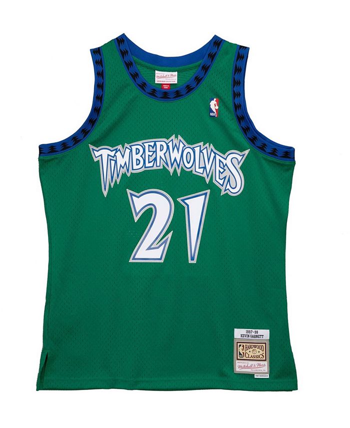 Mitchell & Ness Men's Kevin Garnett Green Minnesota Timberwolves 1997-98 Hardwood Classics ...