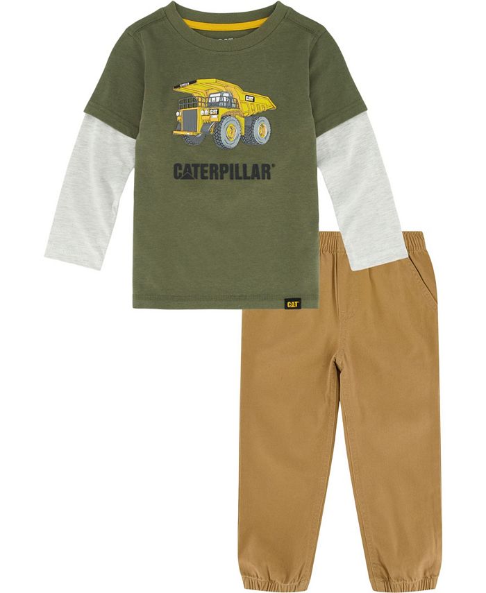Caterpillar Toddler Boys Thermal Hang-Down T-shirt with Twill Joggers ...