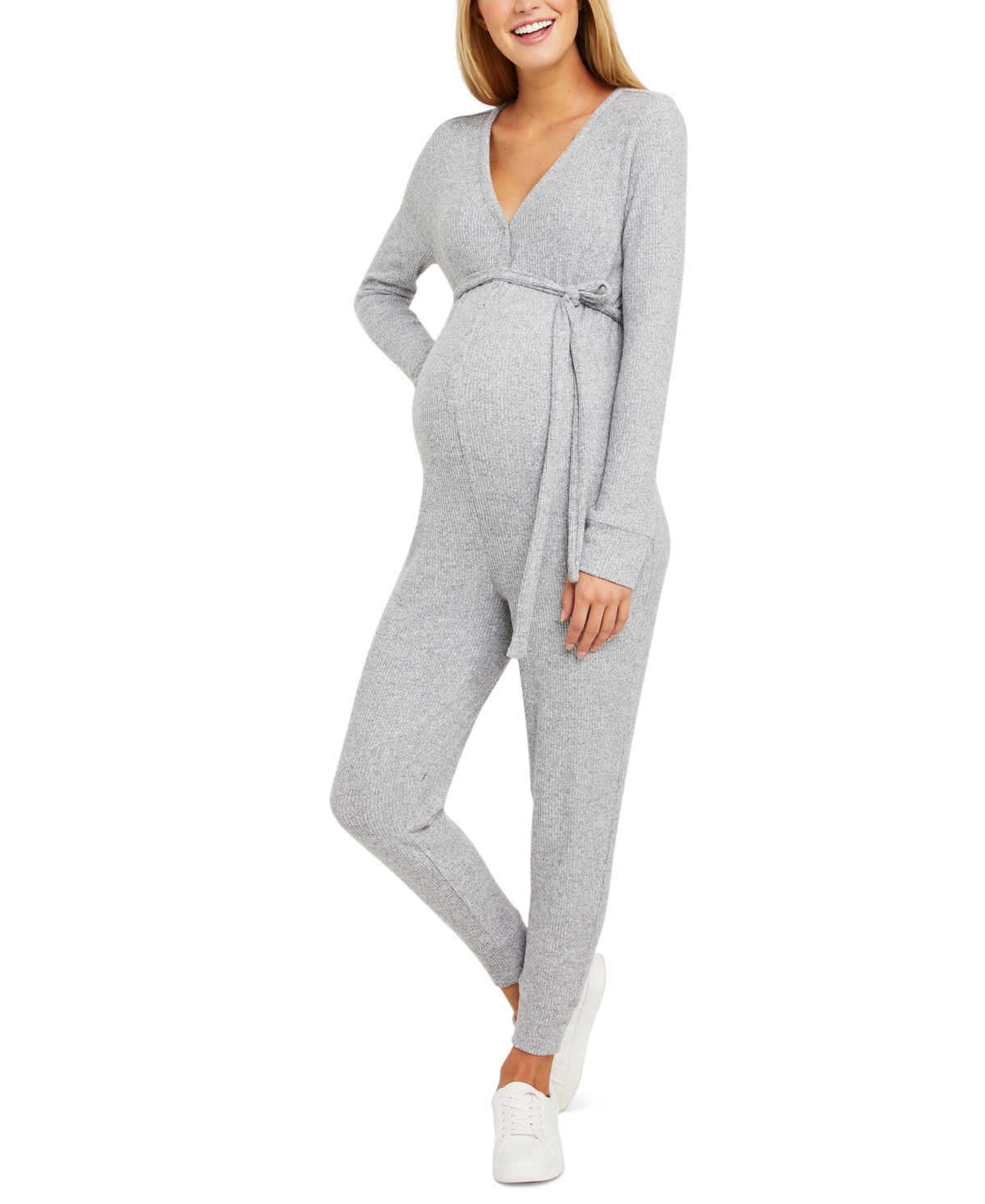 Click here for Motherhood Maternity Knit Maternity Jumpsuit - Gre... prices