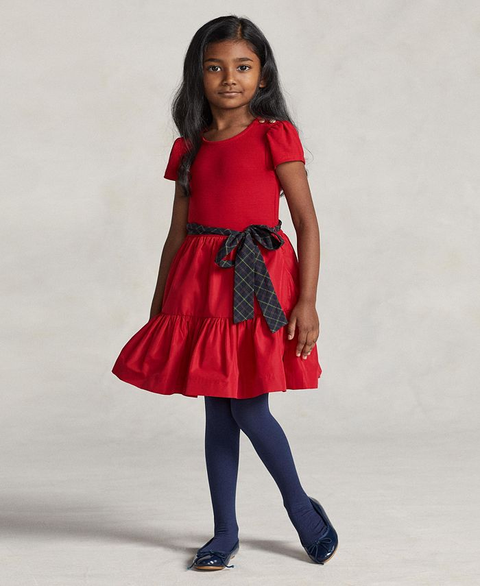 Polo Ralph Lauren Toddler Girls Tiered Stretch Interlock Dress - Macy's