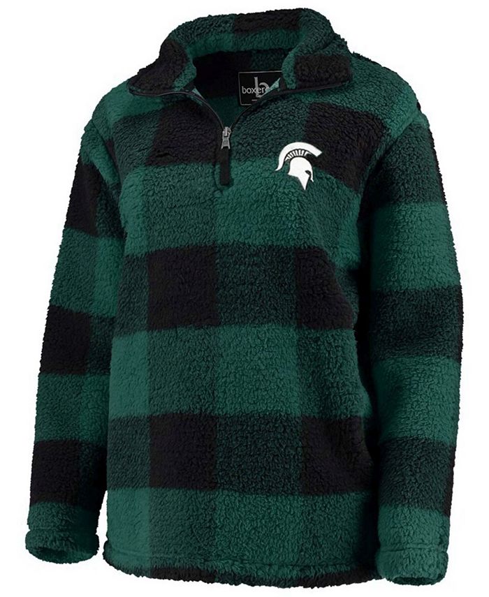 Boxercraft Women's Green, Black Michigan State Spartans Plaid Sherpa ...