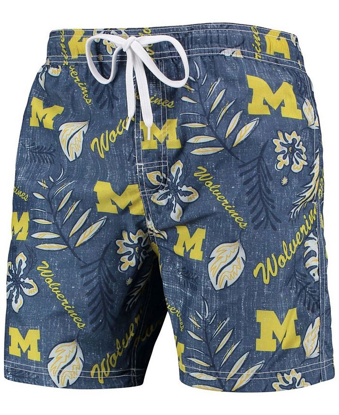 Wes & Willy Men's Navy Michigan Wolverines Vintage-Like Floral Swim ...