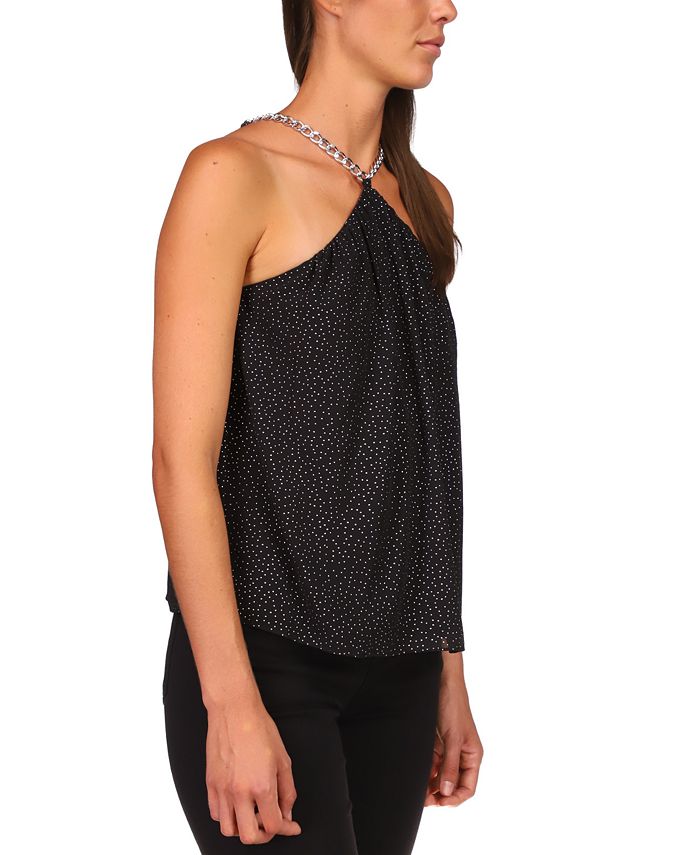 Michael Kors Petite Sleeveless Chain Neck Halter Top - Macy's