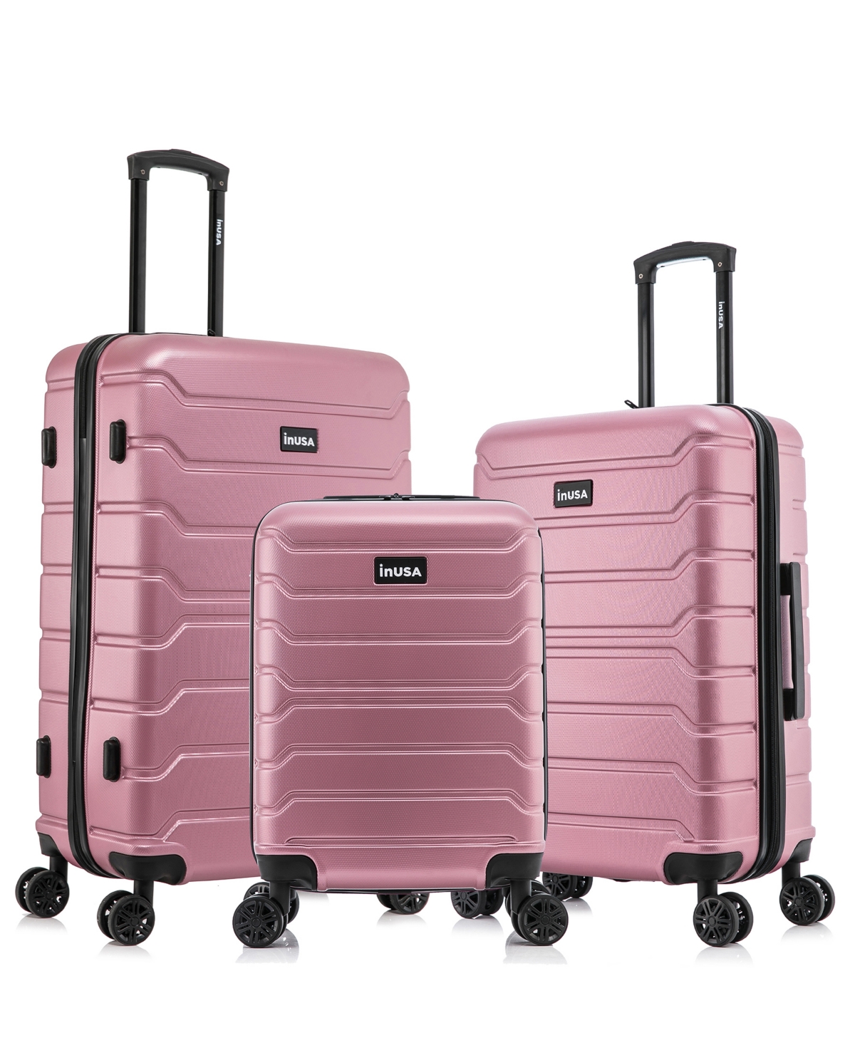 Inusa Trend Lightweight Hardside Spinner Luggage Set, 3 Piece In Pink ... Inusa Trend Lightweight Hardside Spinner Luggage Set, 3 Piece In Pink ...