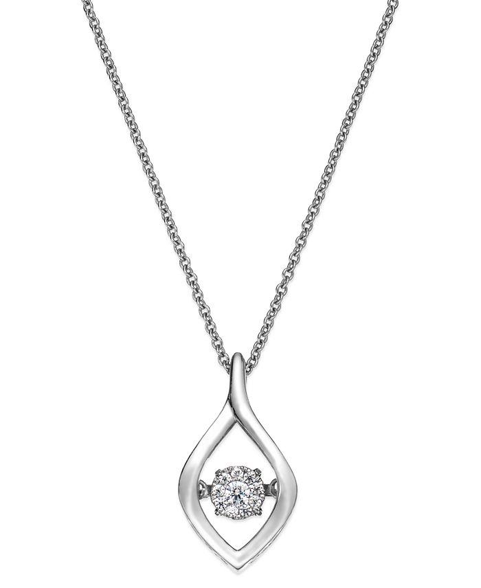 Twinkling Diamond Star Diamond Accent Open Teardrop Pendant Necklace in ...