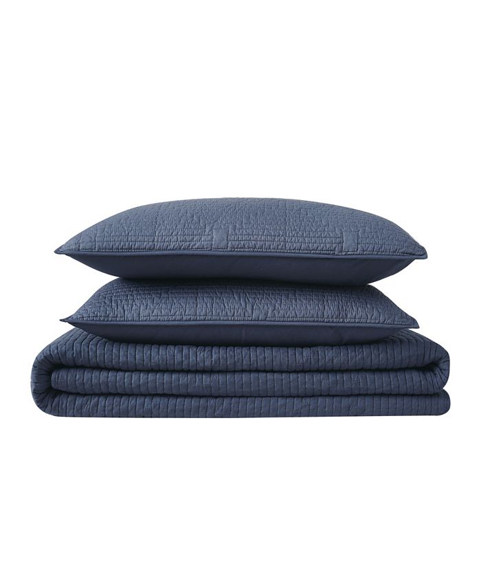 Frye Ray Pick Stitch Embroidered 3 Piece Quilt Set, King - Macy's