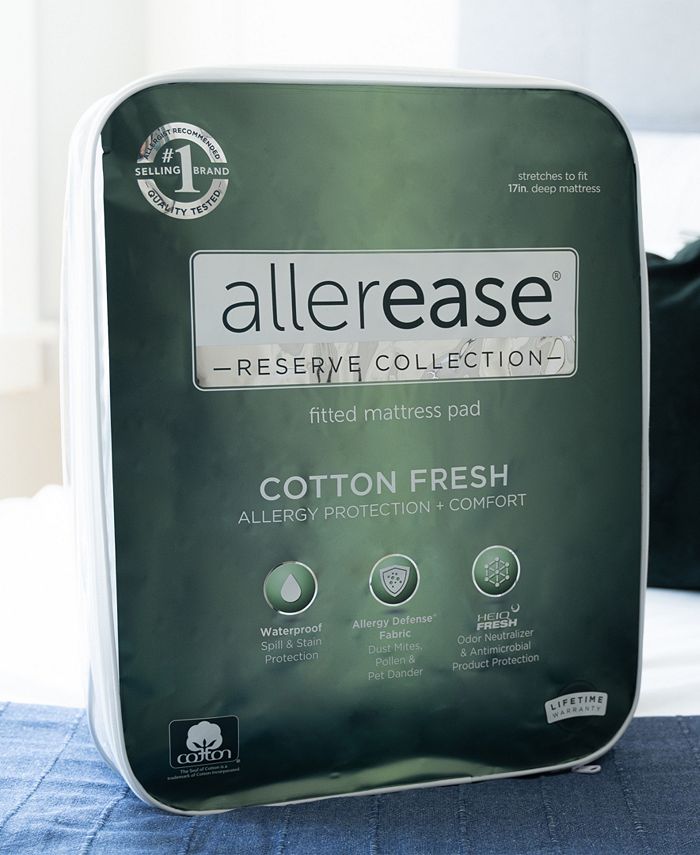 AllerEase Cotton Fresh Waterproof Allergen Barrier Fitted Mattress Pad - Queen - Macy's