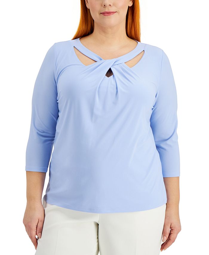 Kasper Plus Size Twist-Neck Top - Macy's
