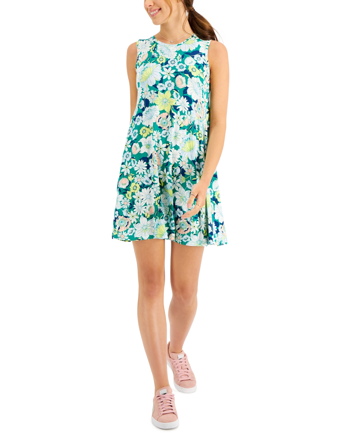 Style & Co Women's Floral-print Flip-flop A-line Dress, Created For ...
