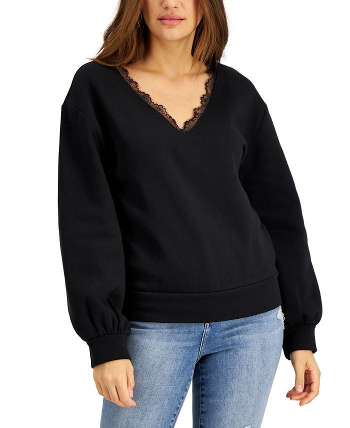INC International Concepts Lace-Trim Sweatshirt, Created for Macy's ...