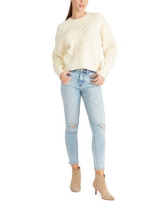 Vigoss Jeans Tie-Back Cable Knit Sweater - Macy's