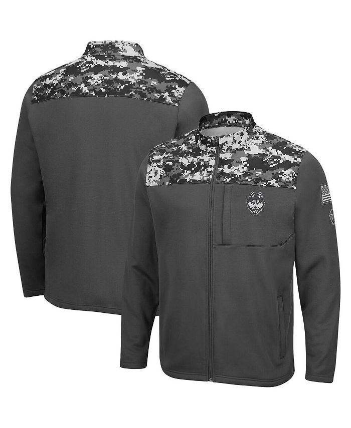 Colosseum Men's Charcoal UConn Huskies OHT Military-Inspired Appreciation Digi Camo Full-Zip ...