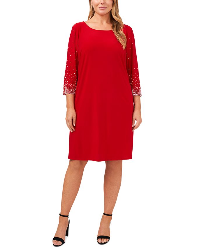 MSK Plus Size Faraj Embellished-Sleeve Sheath Dress & Reviews - Dresses ...