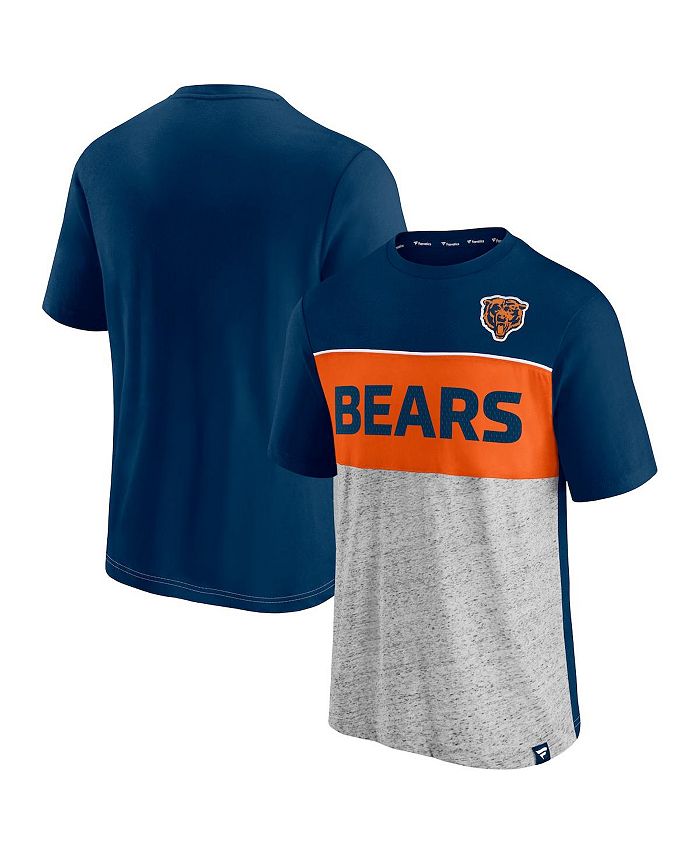 Fanatics Men's Navy, Heathered Gray Chicago Bears Throwback Colorblock ...