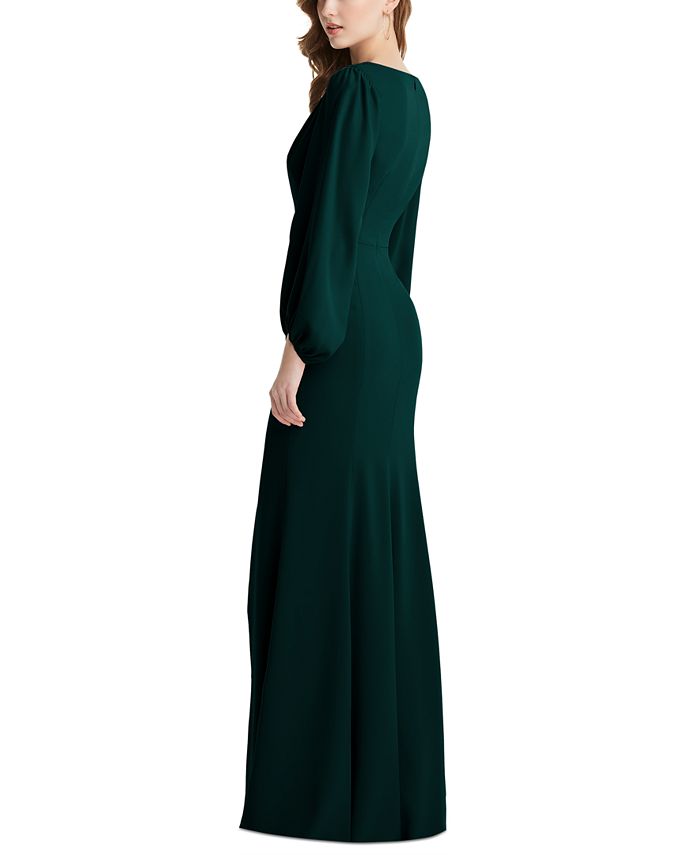 Dessy Collection Womens Long Puff Sleeve V-Neck Trumpet Gown - Macy's
