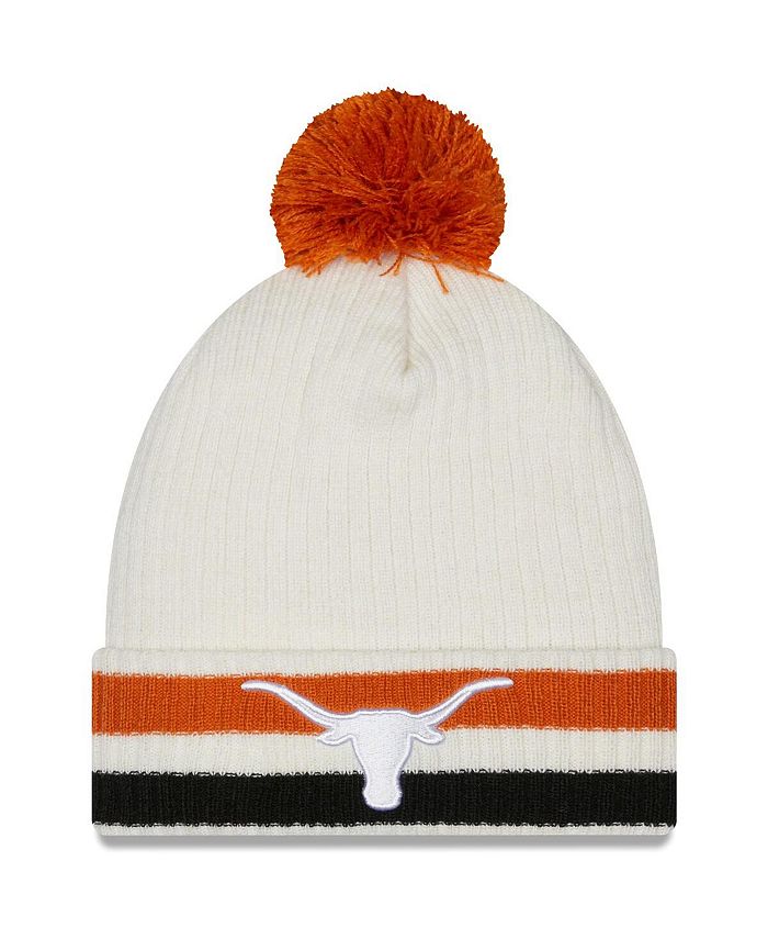 New Era Men's White Texas Longhorns Retro Cuffed Knit Hat with Pom - Macy's