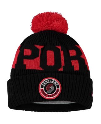 Men's Black Portland Trail Blazers Sport Logo Cuffed Knit Hat with Pom ...