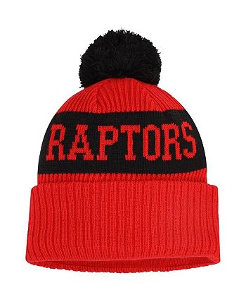 New Era Men's Red Toronto Raptors Sport Logo Cuffed Knit Hat with Pom ...