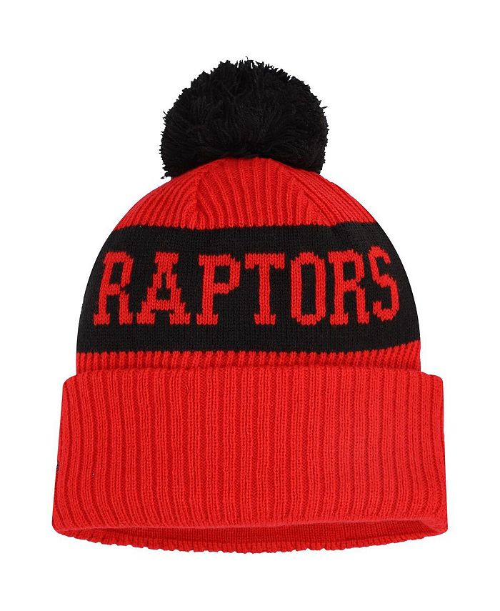 New Era Men's Red Toronto Raptors Sport Logo Cuffed Knit Hat with Pom ...