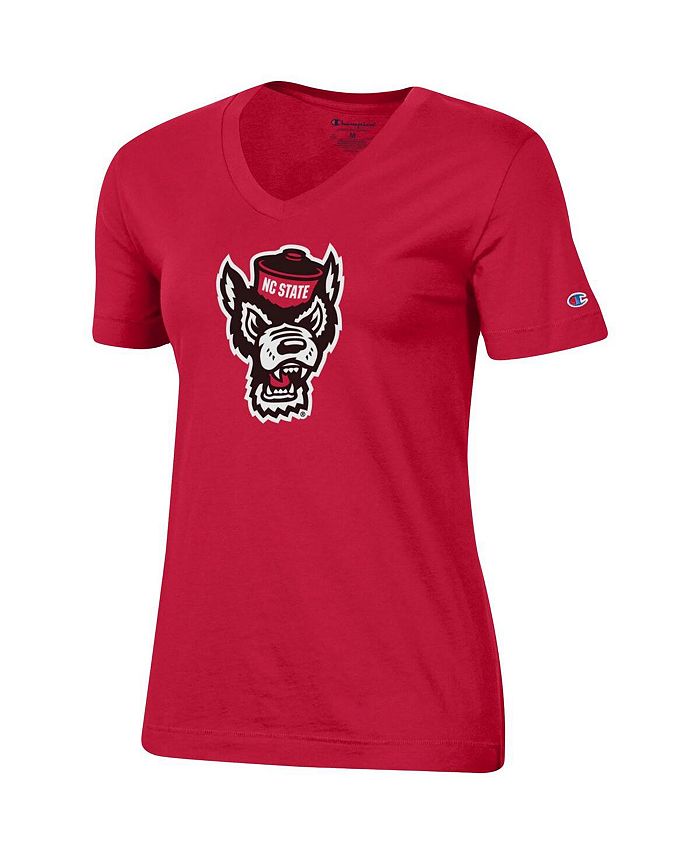 Champion Women's Red NC State Wolfpack Primary Team Logo V-Neck T-shirt ...