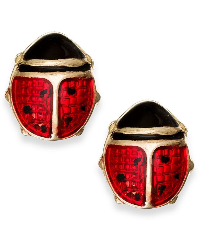 Macy's Red Enamel Ladybug Stud Earrings in 10k Gold - Macy's