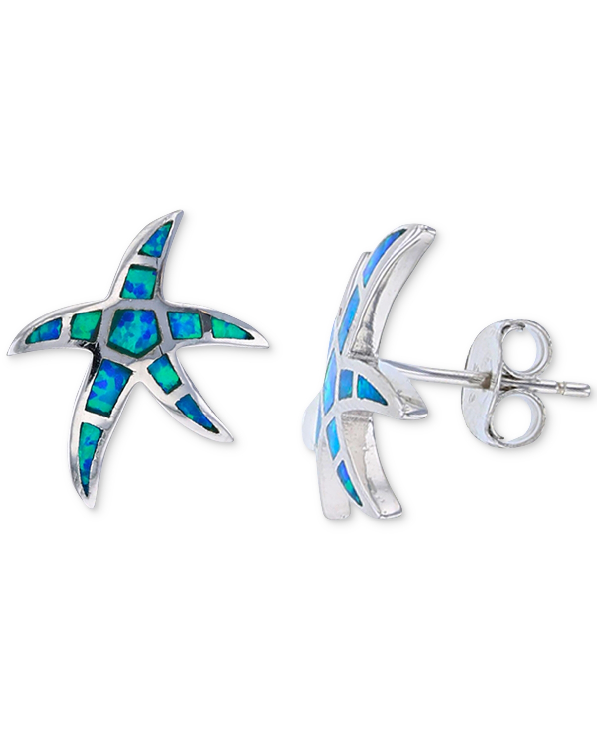 Click here for Lab-Created Blue Opal Starfish Stud Earrings in St... prices