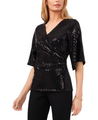 MSK Sequined Surplice Top - Macy's