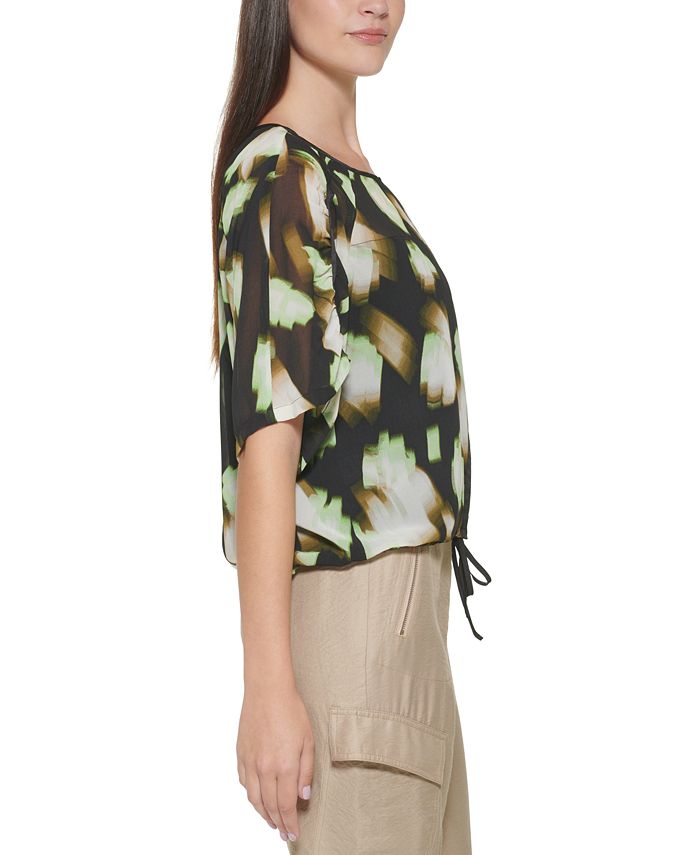 DKNY Ruched-Sleeve Top - Macy's