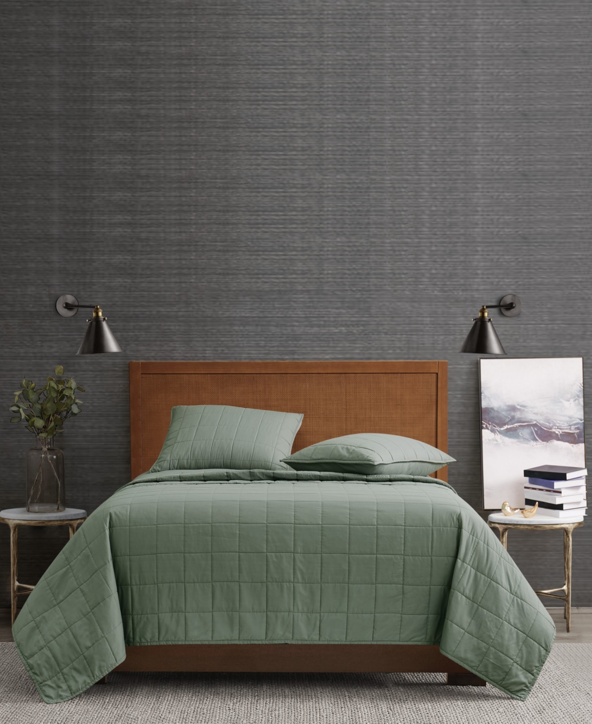 Click here for London Fog Solid 2 Piece Quilt Set  Twin - Green prices