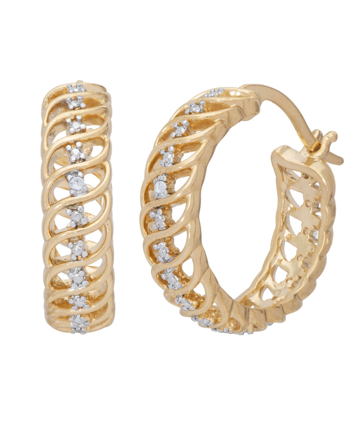 Click here for Diamond Accent Swirl Hoop Earrings - Gold prices