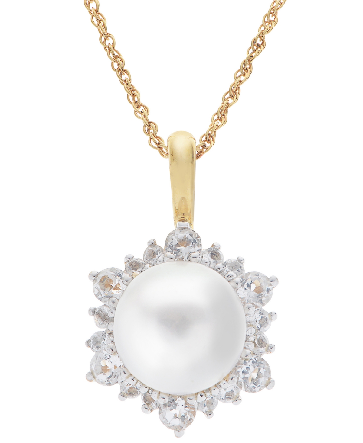 Click here for Cultured Freshwater Pearl (8mm) & White Topaz (3/4... prices