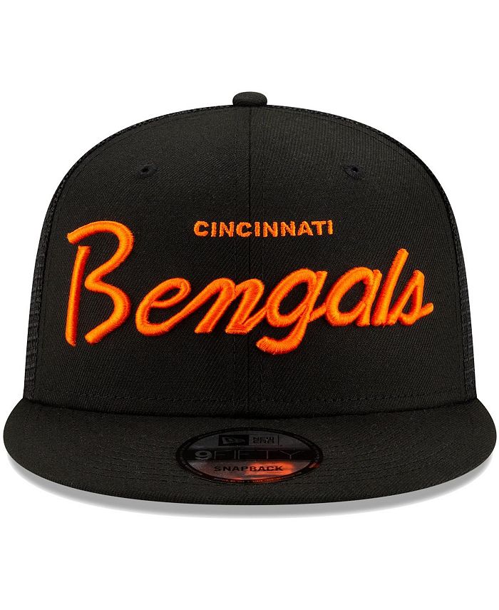 New Era Men's Black Cincinnati Bengals Script Trucker 9FIFTY Snapback ...